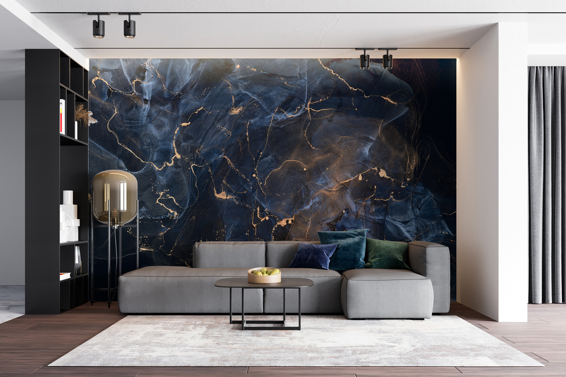 Fotomurales Mármol azul de lujo con vetas doradas № u71440 murales de ...